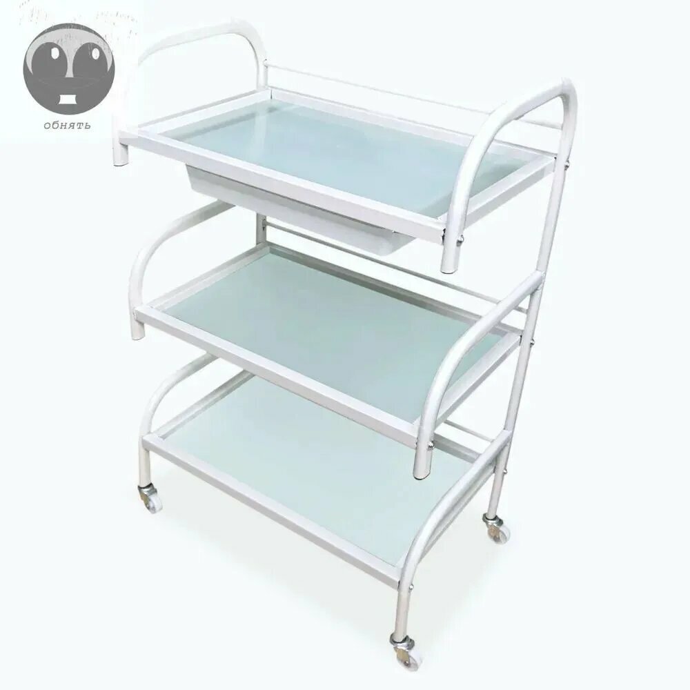 Тележка косметологическая стеклянные полки LR303 Белая Fabric-Stol