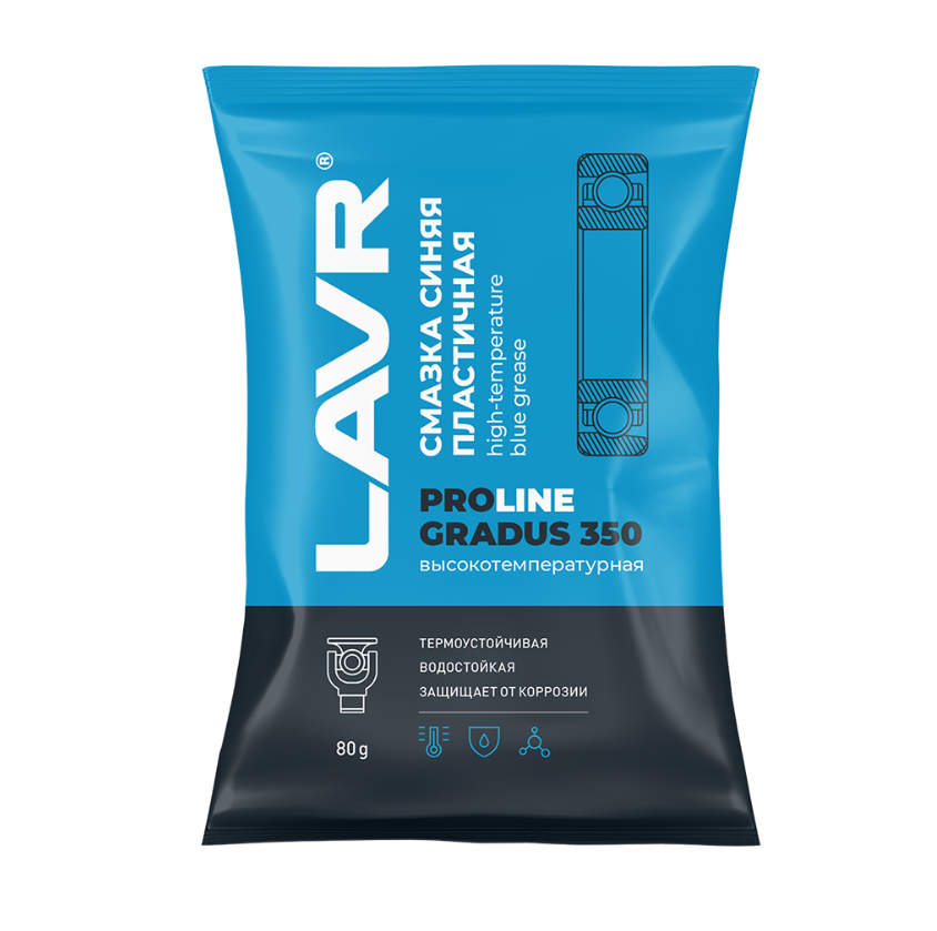 Смазка универсальная LAVR PROLINE "GRADUS 350" 80г, высокотемпературная, синяя, консистентная (артикул LN3544)