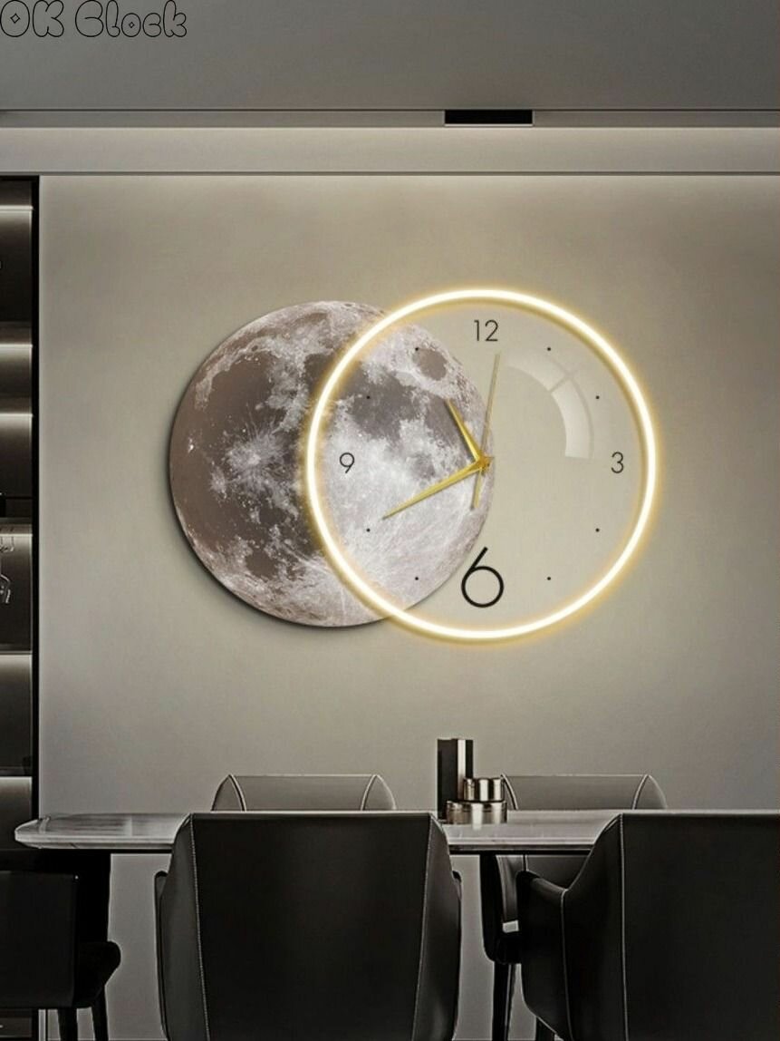 Настенные часы Nova Home Textile "Планета", МДФ, круглые, светящиеся, диаметр65*52см