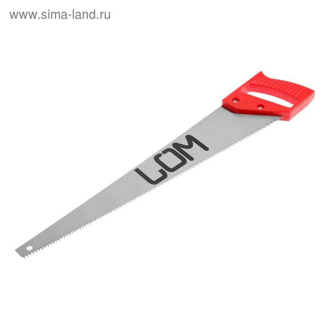 Ножовка по дереву ЛОМ, пластиковая рукоятка, 7-8 TPI, 450 мм.