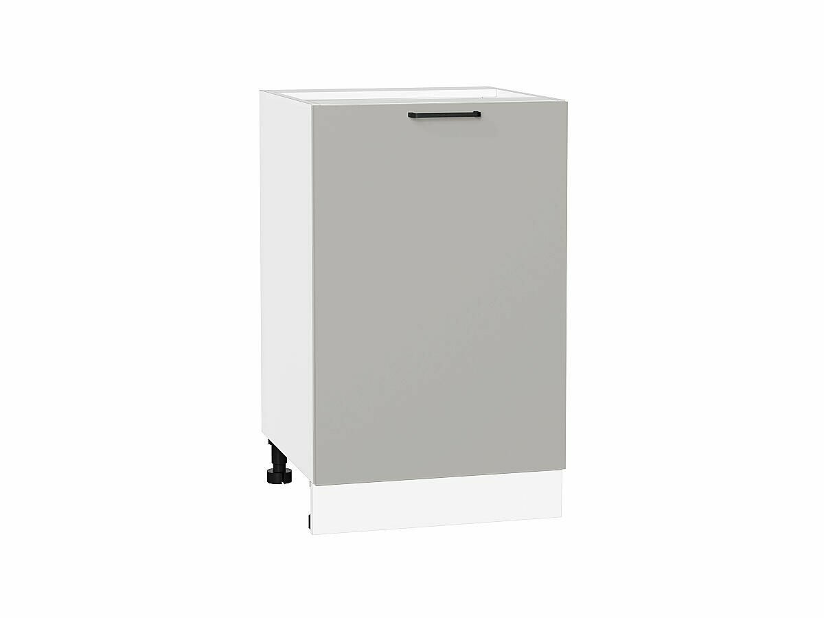 Шкаф нижний с 1-ой дверцей Флэт, цвет фасада Light Grey In 2S, цвет каркаса Белый, 816*500*478 мм