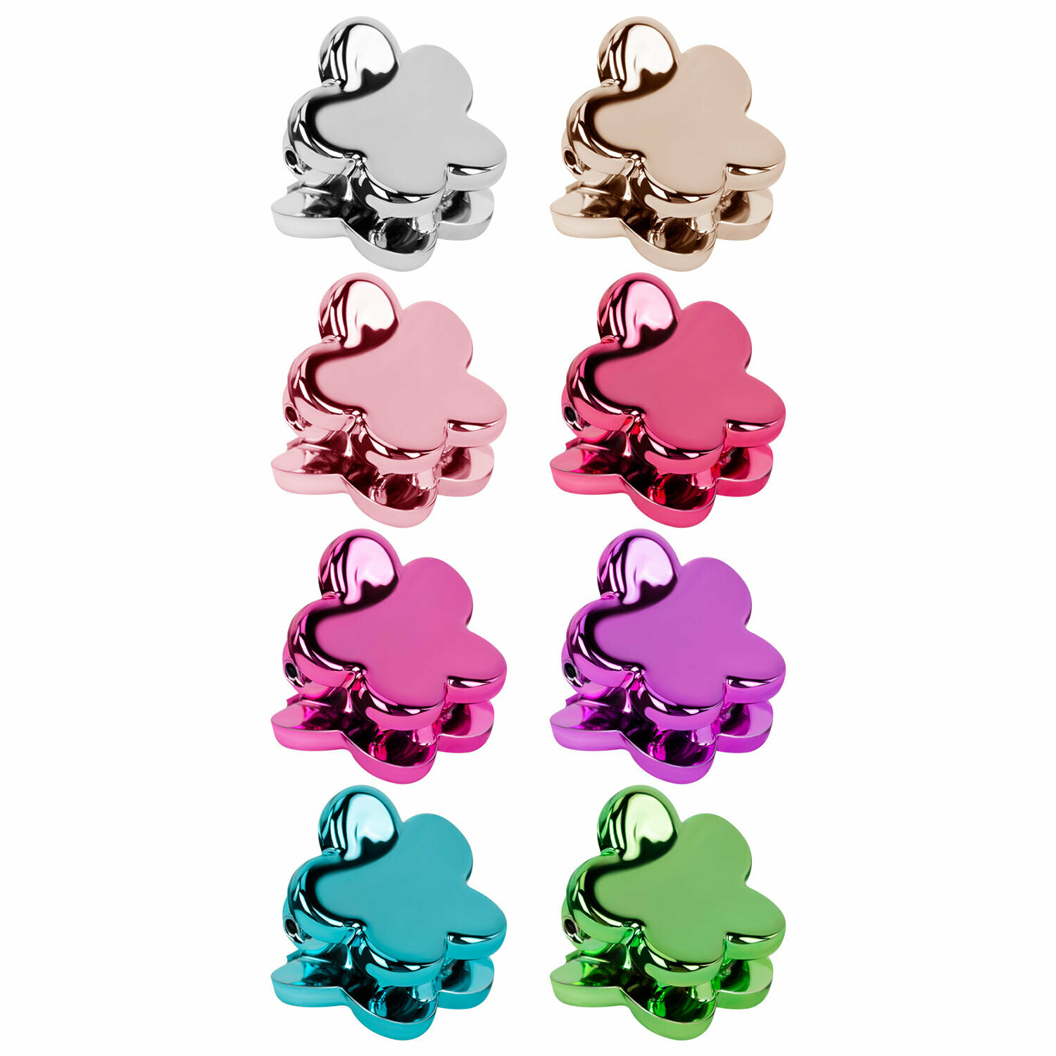 Упаковка 12 шт. Крабы для волос набор 8 шт, 1 см, зеркальный, MONTE VITA (монте вита), 457030