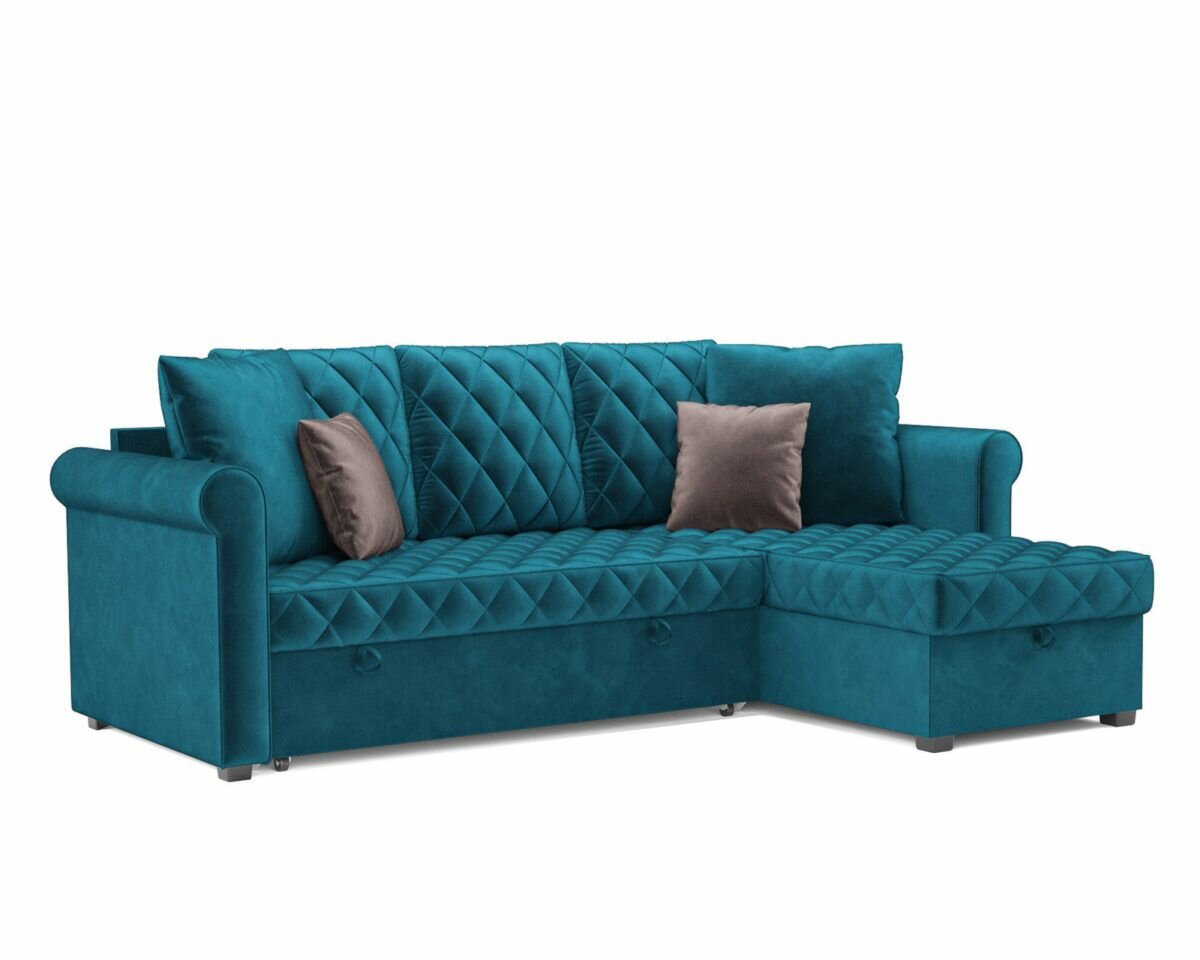 Угловой диван Mebel-ars Берлин вельвет (бархат) Бархат сине-зеленый
