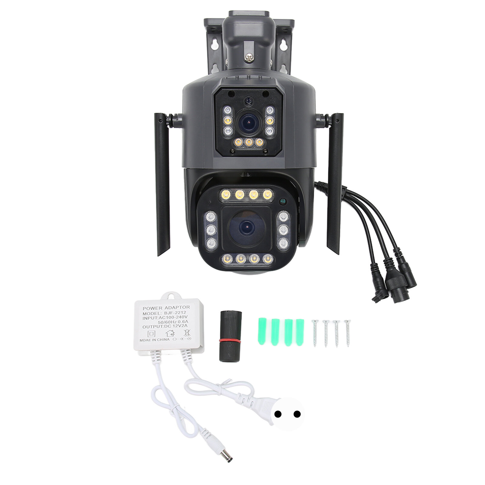 Умная уличная камера, 4 МП, беспроводной трехобъективный удаленный монитор, камера наблюдения с автоматическим зумом и отслеживанием движения, 100‑240 В переменного тока, вилка европейского стандарта