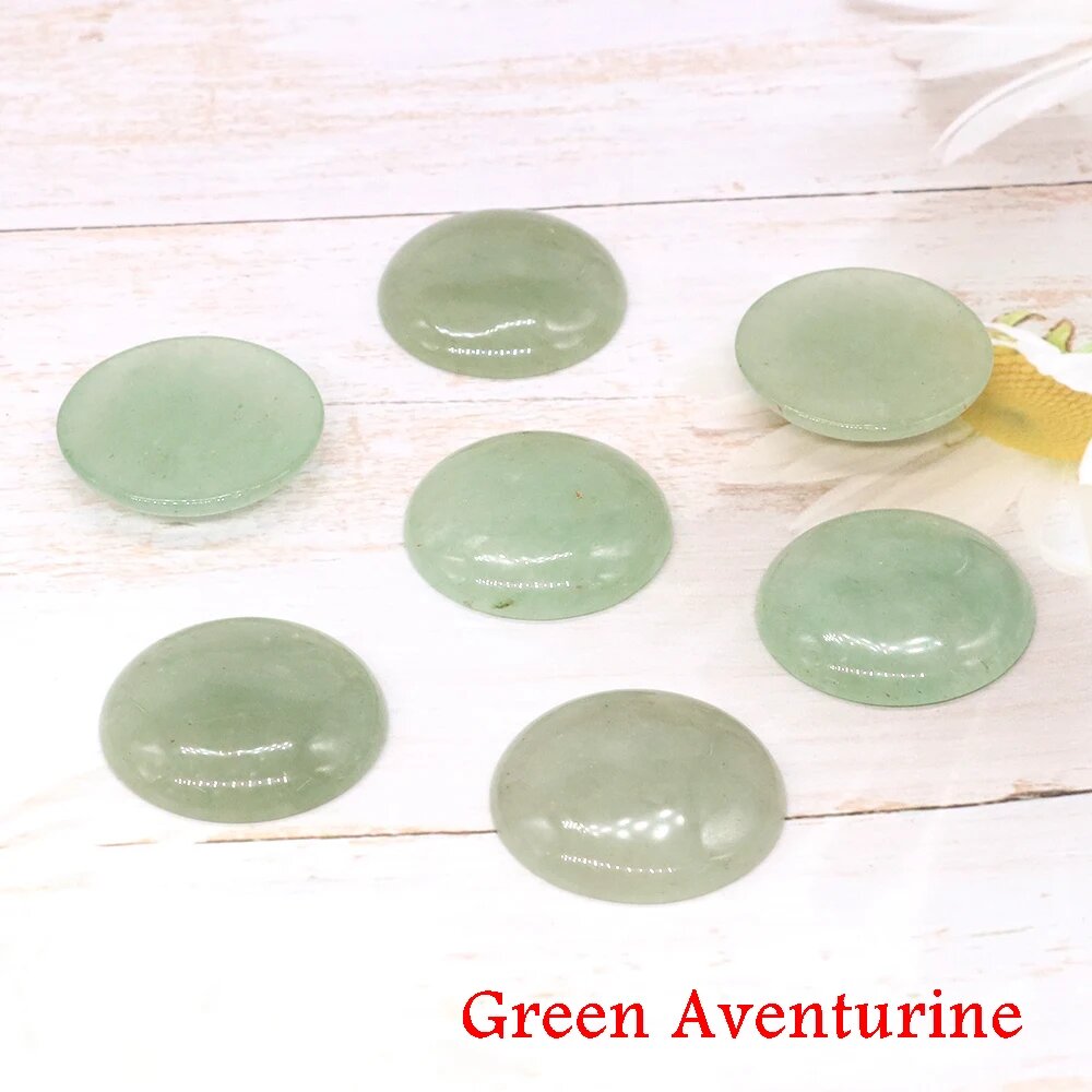 Кабошоны из натурального камня 4-25 мм, 5 шт. 18mm, Зеленый, Green Aventurine