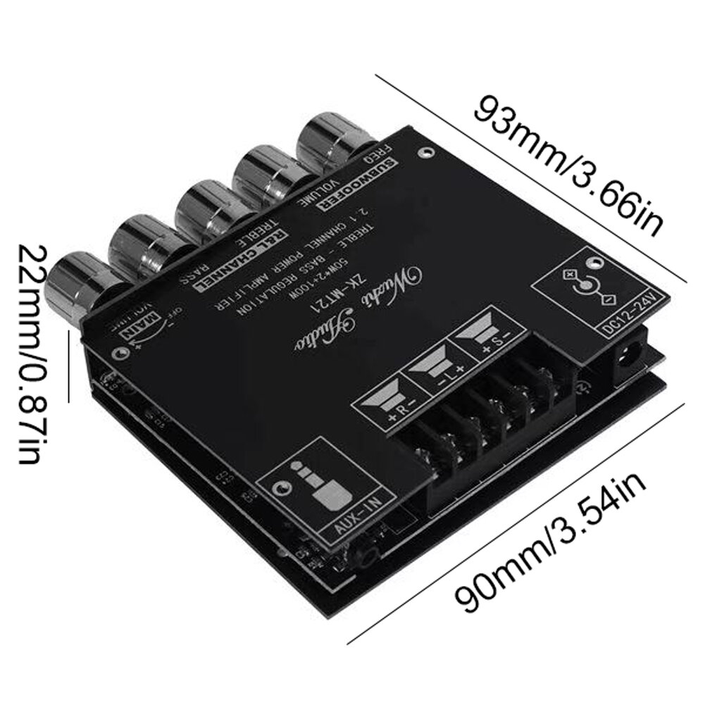 MT21 2,1-канальный модуль усилителя мощности звука, BT AUX, 20-100 Вт