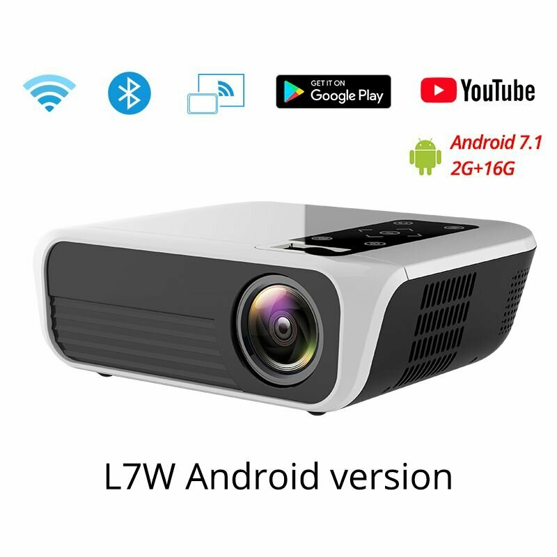 Проектор touyinger l7 led native 1080p full hd мини-бренда usb-проектор 5000 люмен android 7,1 wi-fi bluetooth для домашнего