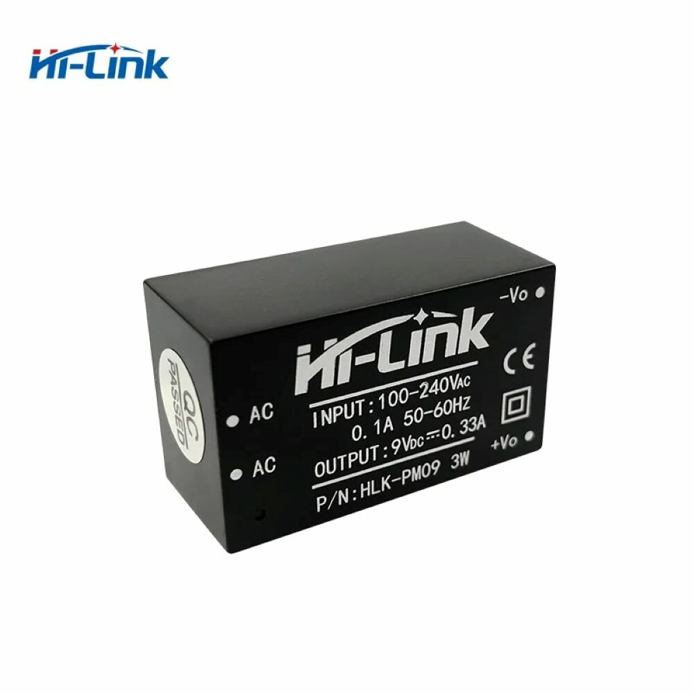 Блок питания на плату 9в, 0.33а, 34*20,2*15мм, Hi-Link HLK-PM09