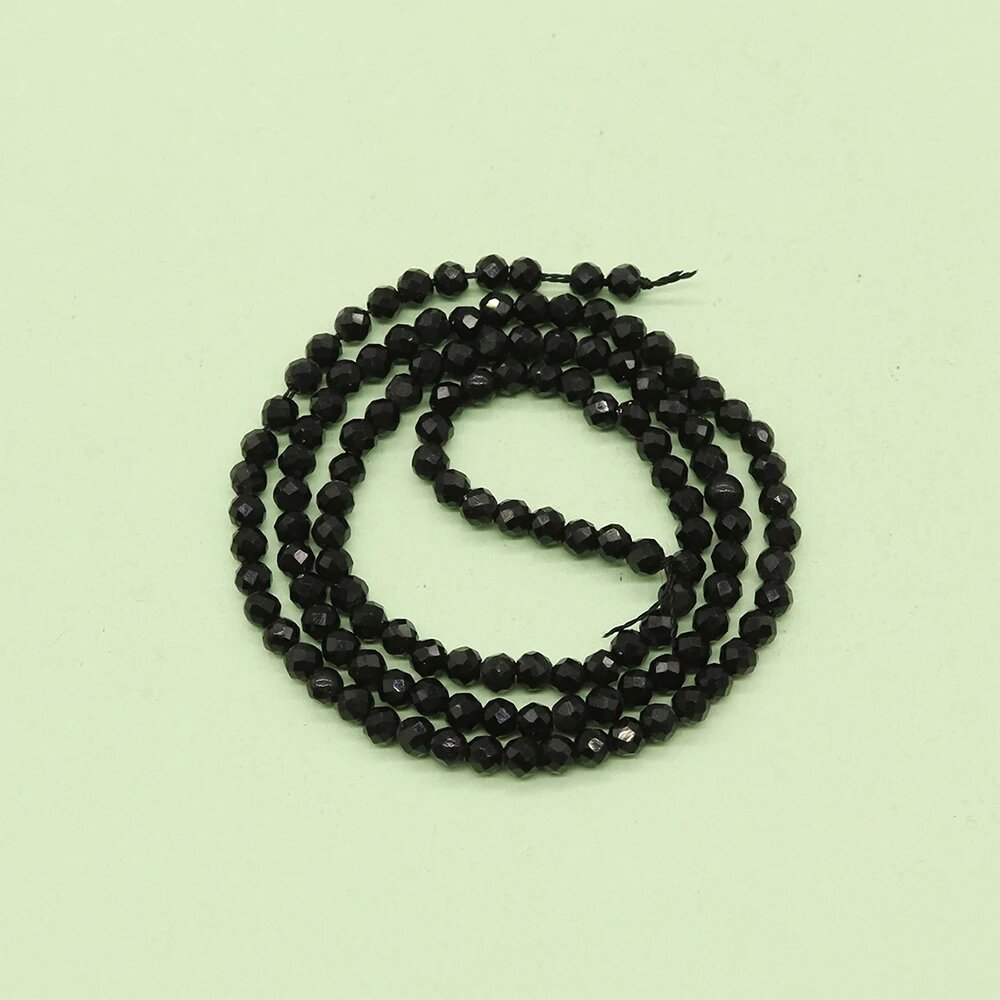 Черные стеклянные бусины шпинели 3 мм, B-1strand