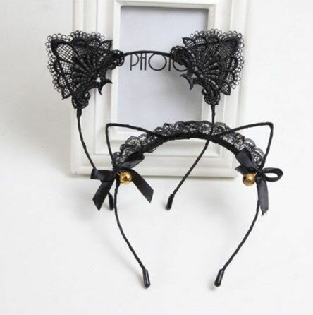 Ободок с кошачьими ушками и кружевом - Украшение для вечеринки=v=