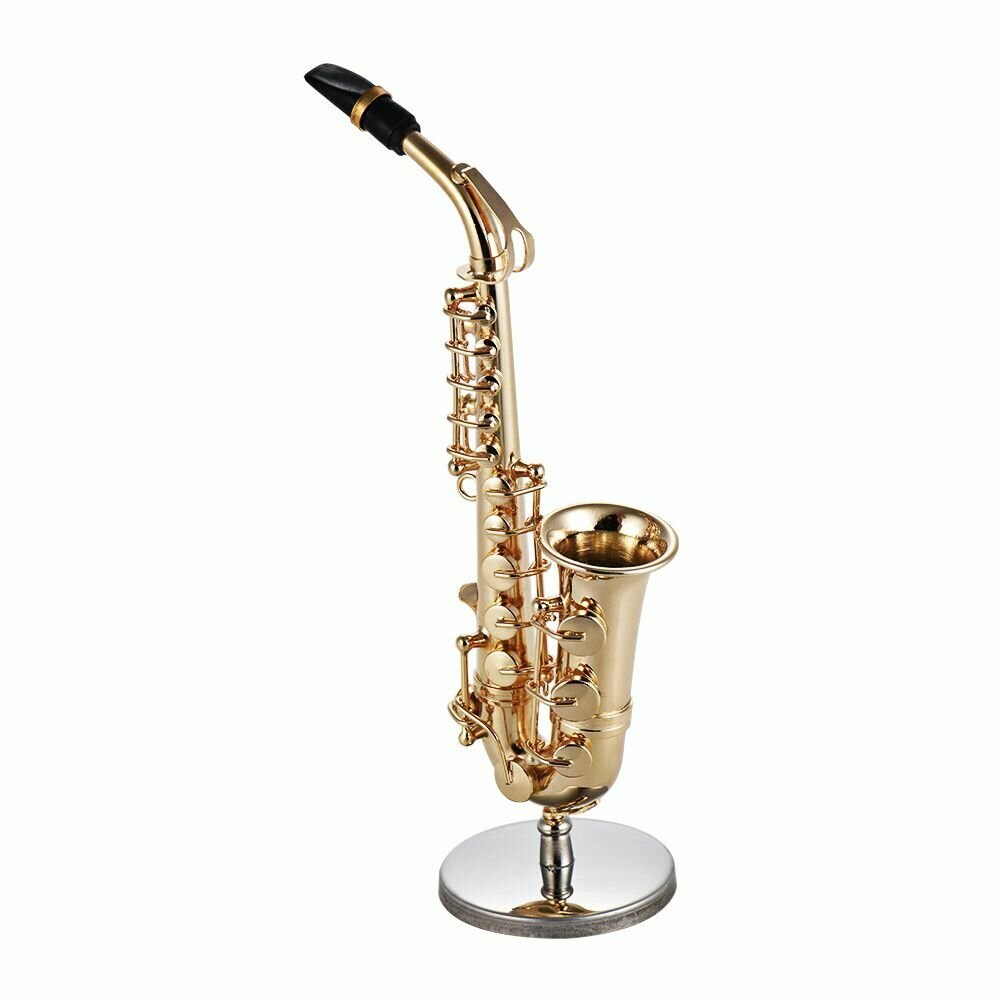 Латунный альтовый саксофон миниатюрный, модель саксофона, музыкальный подарок в коробке