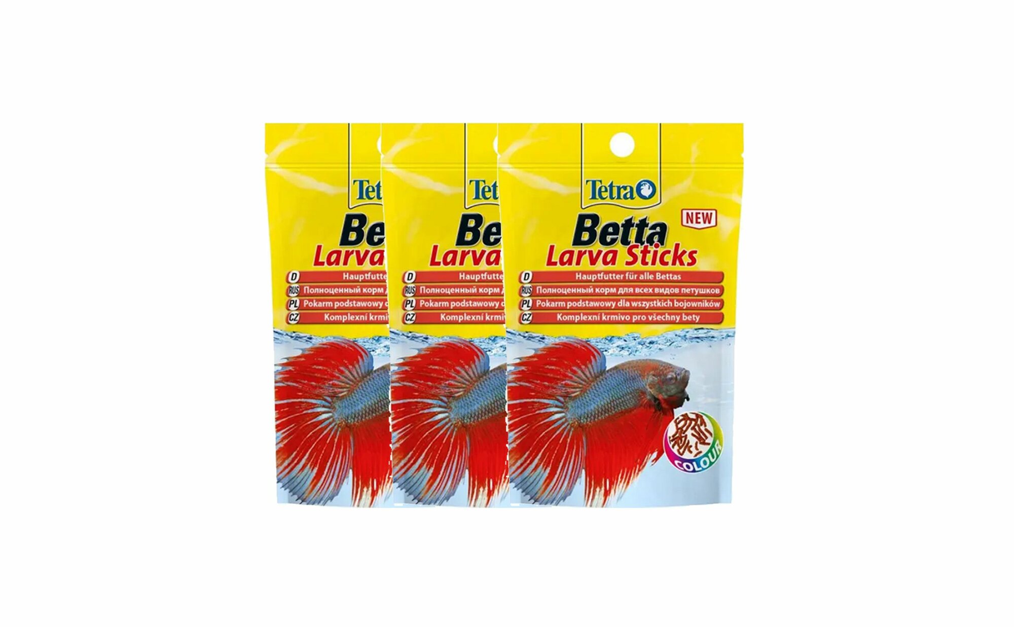 TetraBetta LarvaSticks корм в форме мотыля для петушков и других лабиринтовых рыб 5 г (sachet) х 3 шт.