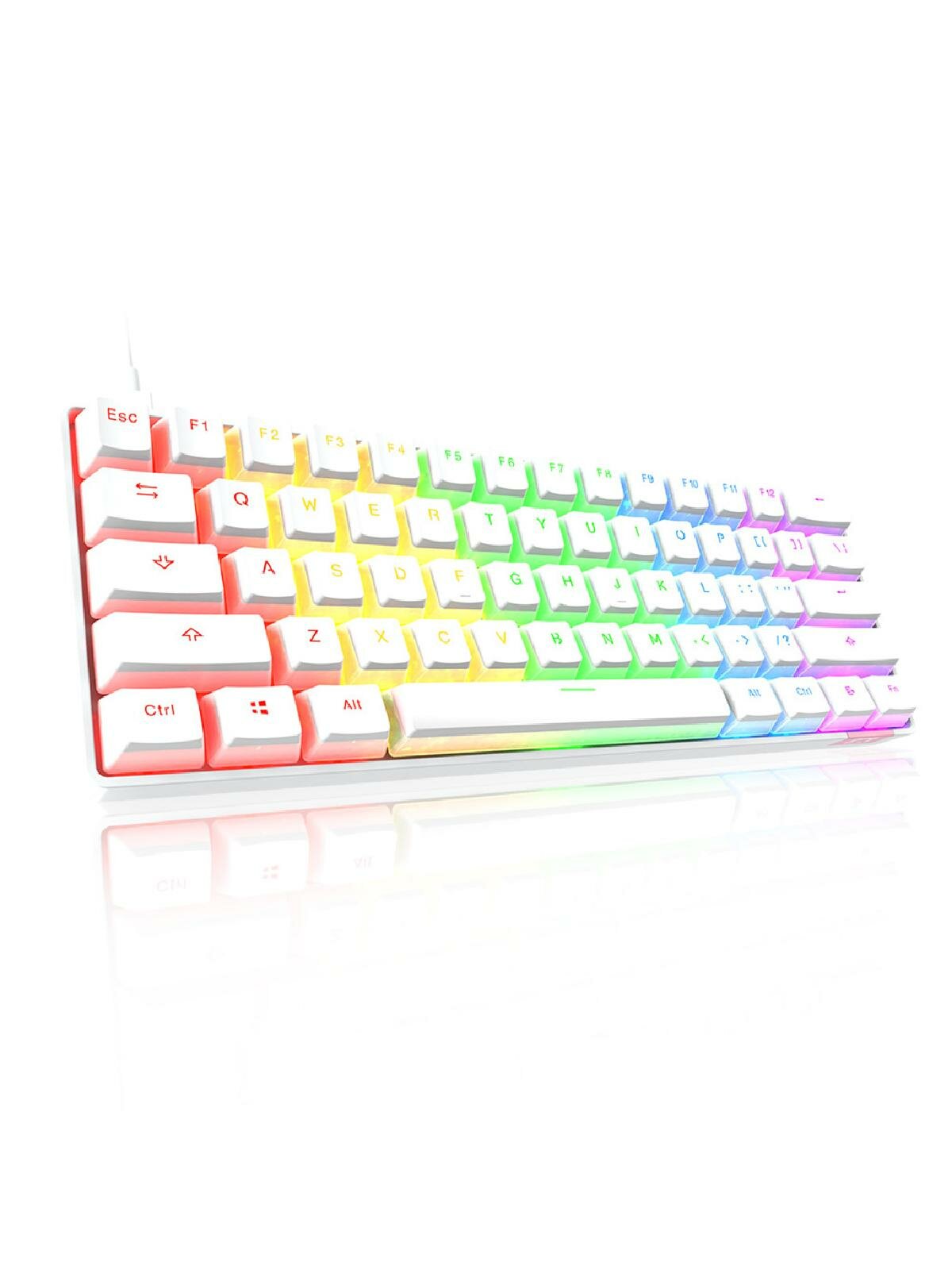 Wired/2.4G Bluetooth-compatible 5.0 Mechanical Gaming Keyboard 61 Keys RGB Backlit Keyboard for w/Pudding Keycap for Des