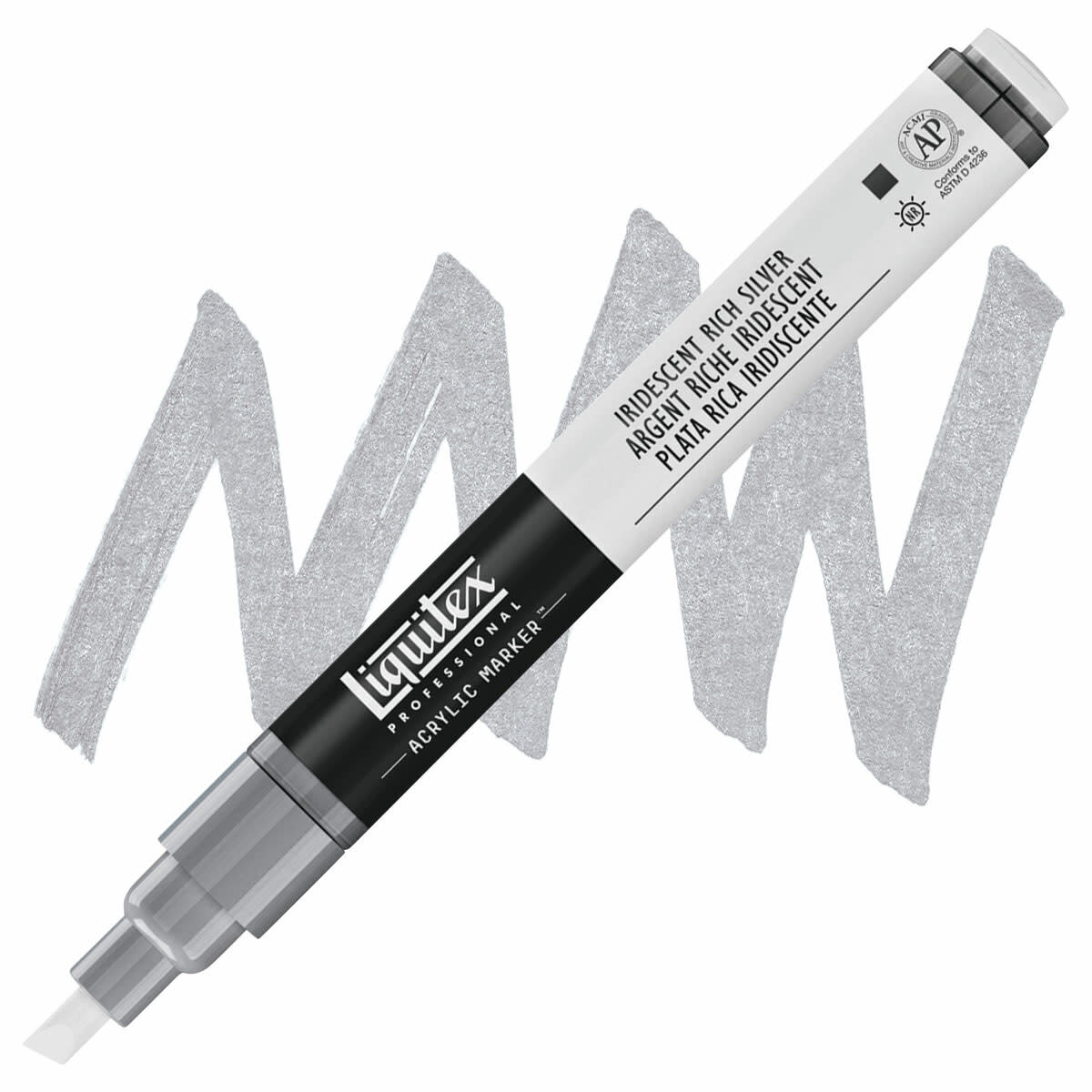 Маркер акриловый Liquitex "Paint marker Fine", 2 мм, скошенный, насыщенное серебро, 4620239