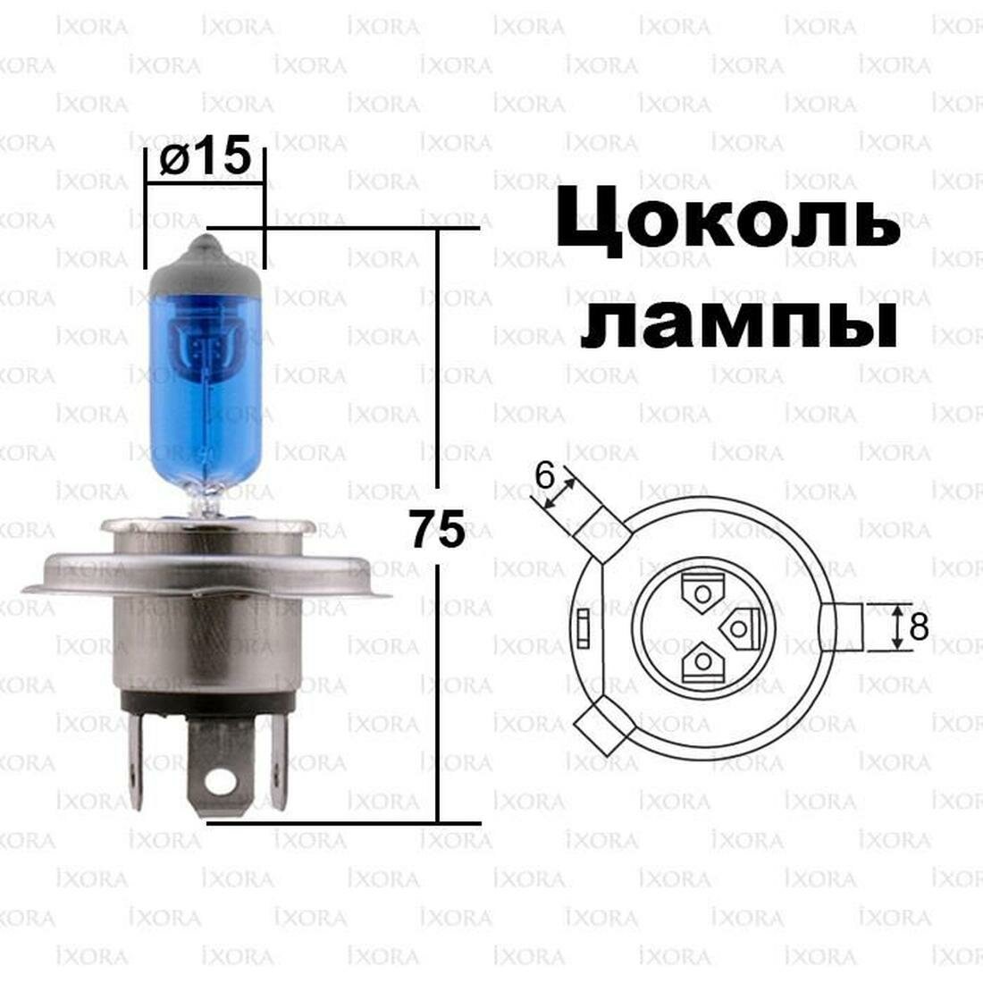 Philips лампа головного света (crystalvision) h4 12v 55/60w 4300k блистер 1шт. 12342cvb1