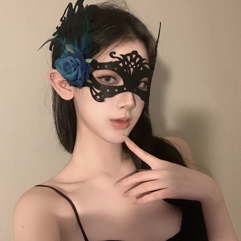 Черная цветочная маска, маскарадные костюмы, реквизит для вечеринки, ежегодное собрание, полумаска, маска для глаз, макияж, ночная маска