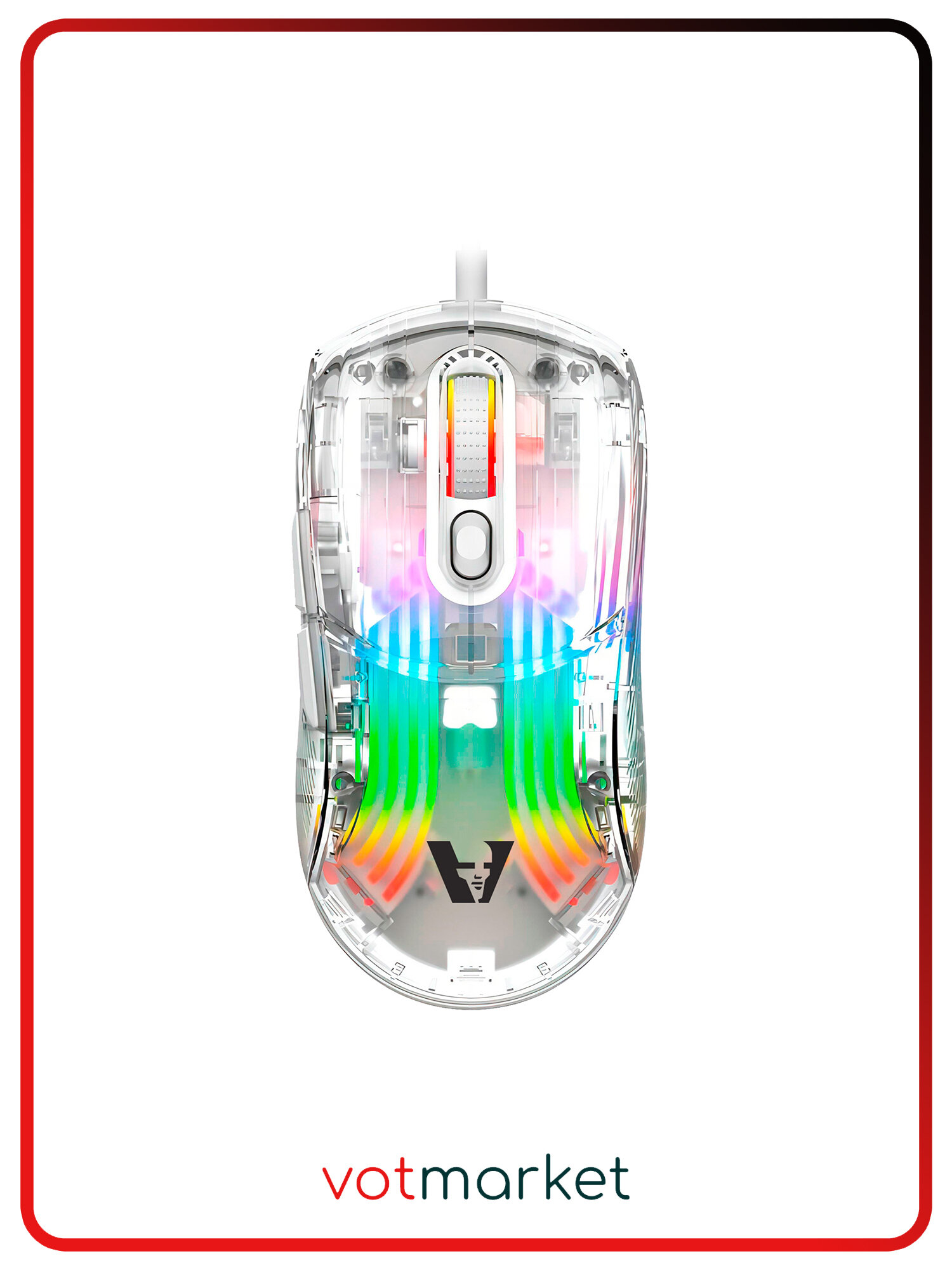 Игровая мышь компьютерная проводная VOROTEX DIAMOND, прозрачный корпус