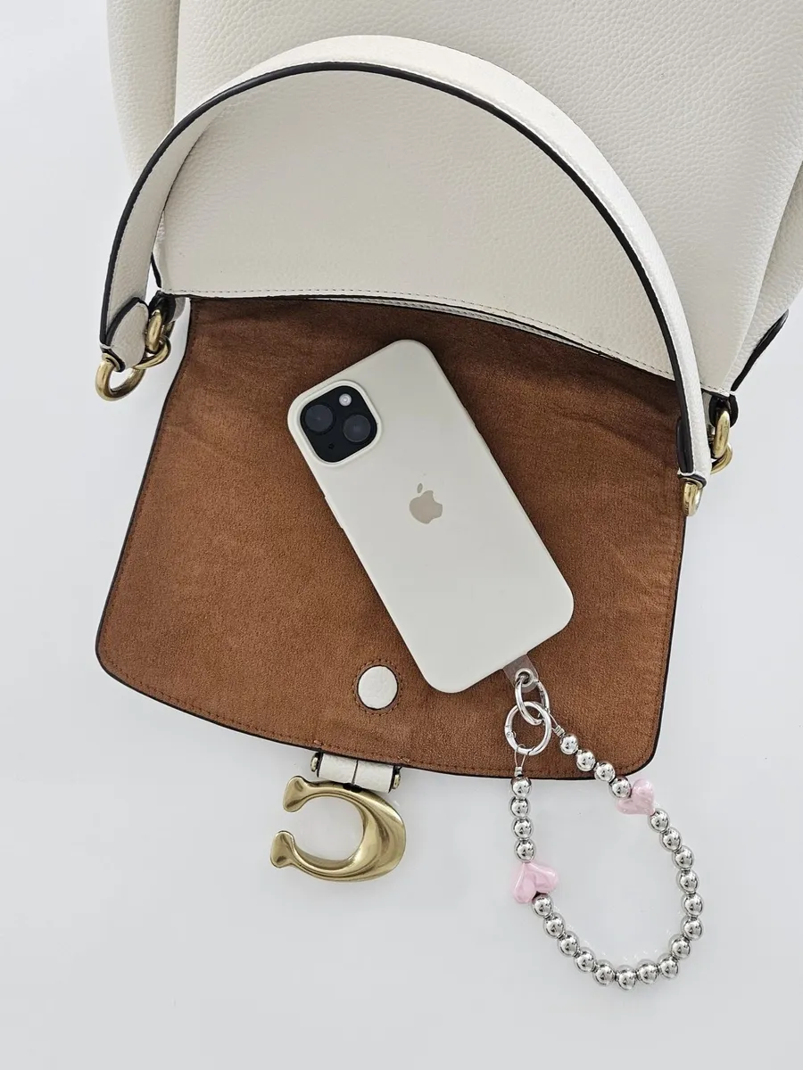 Брелок-держатель "Сердечки", для телефона, на руку, пластик, серебристый