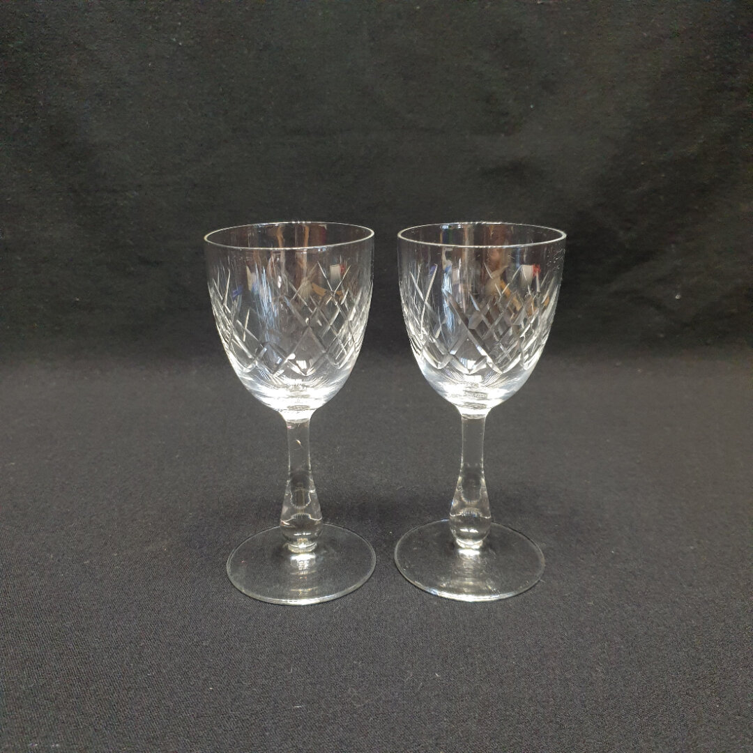 Набор из 2 бокалов, хрусталь 110 мл, высота 14 см, винтаж СССР