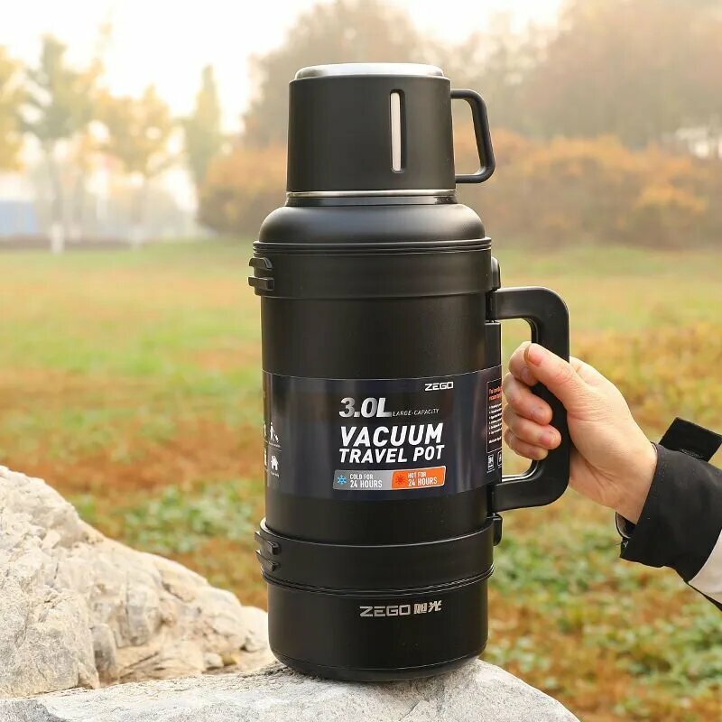 Термос-бутылка, нержавеющая сталь, с замком на крышке, 3 литра, термос большой емкости