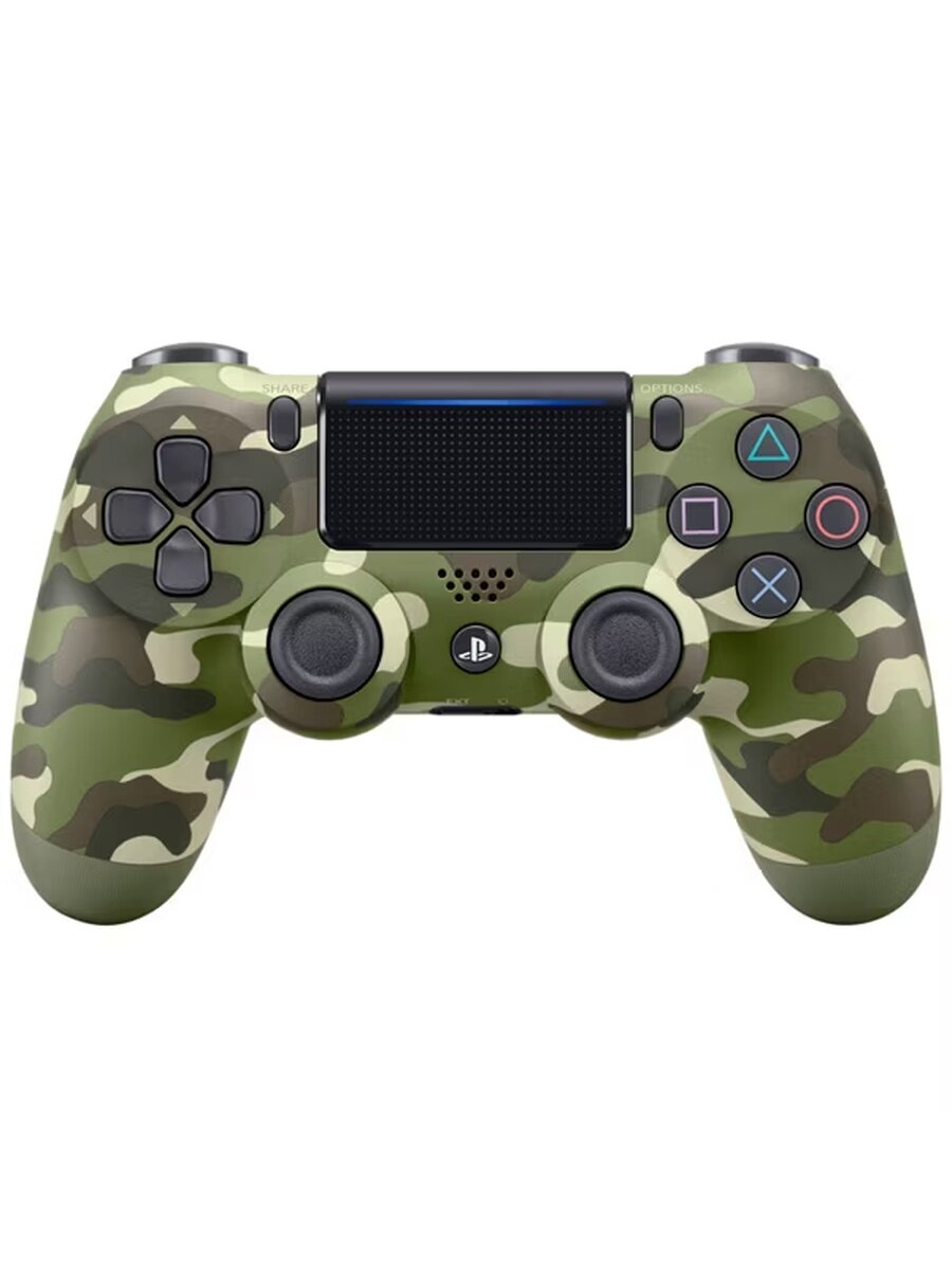 Беспроводной Геймпад Dualshock 4 Зеленый Камуфляж, с виброотдачей