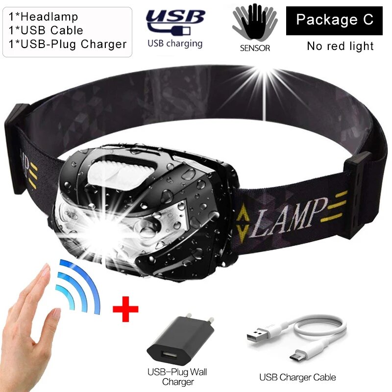 Налобный фонарь POCKETMAN, Package C, USB, сенсор