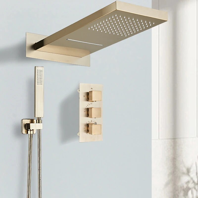 Wanmivezlo Термостатический смеситель для душа "Водопад", матовый черный