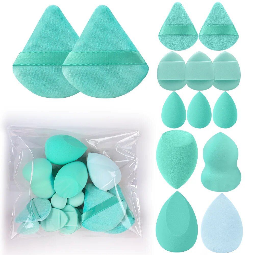 14 шт, набор кистей для макияжа, тени для век, тональный крем, хайлайтер, румяна, консилеры, кисть, женские косметические инструменты, косметические губки, пуфы для большого пальца