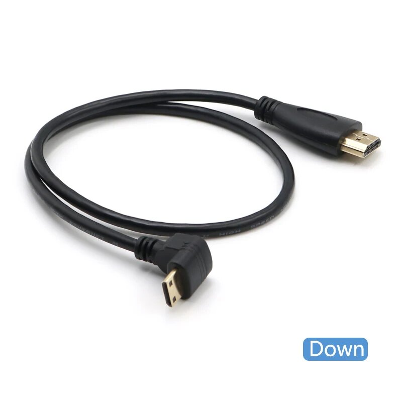 Мини HDMI кабель 90 градусов позолоченный Down