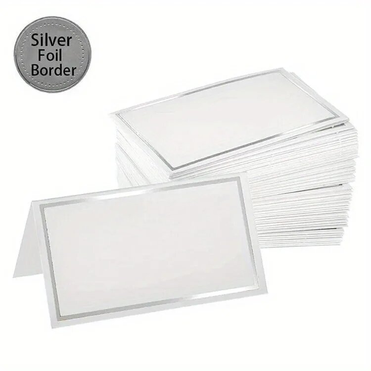 Деревянные именные карточки для стола 10/20/50 шт. 50pcs, Single sided silver