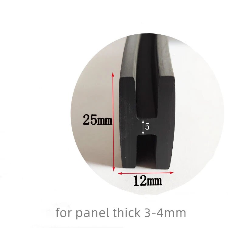 Резиновая уплотнительная лента H-образной формы, облицовочная лента для Бескаркасной стеклянной металлической панели, Черная, like the pic2, 1 meter