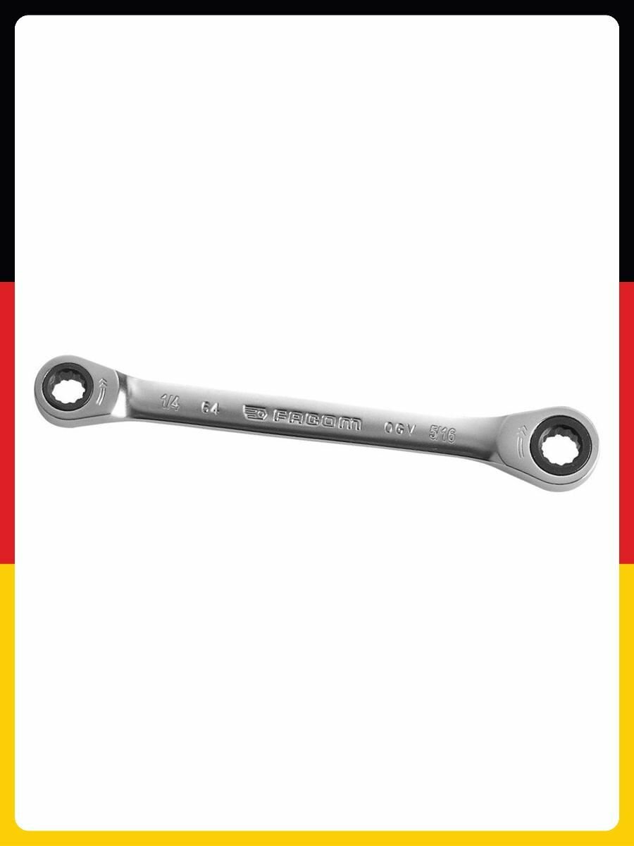 Ключ кольцевой с храповым механизмом Facom прямой 1/4x5/16'