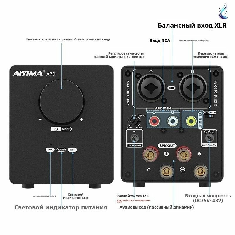 Усилитель AIYIMA A70 с блоком питания европейского стандарта 48 В 10 А