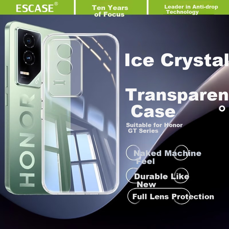 ESCASE Transparent Full Coverage Anti-drop Protective Case for Honor GT, Ultra-thin TPU Case with Fingerprint Fade (with Lanyard Hole), Men and Women Simple Soft Shell
