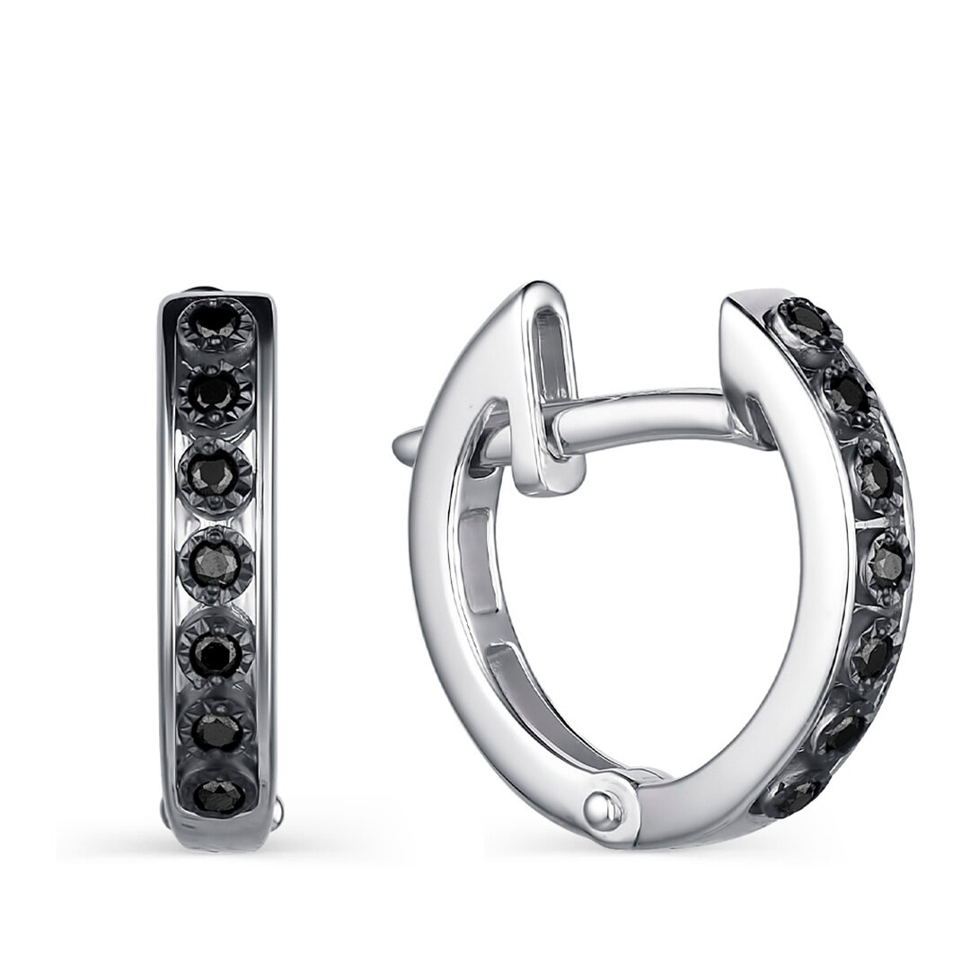 Серьги, белое золото, 585 проба, бриллиант синтетический