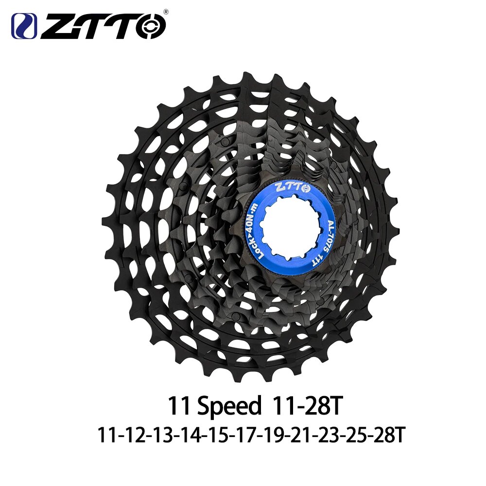 ZTTO Сверхлегкая кассета для шоссейного велосипеда 11-12 скоростей 11s 28T Black