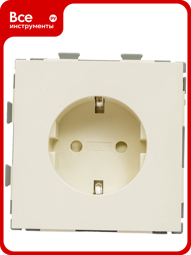 Электрическая розетка с заземлением CGSS 16А бежевая Практика PL-W160A-BGG, из современного,
