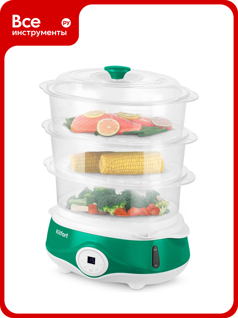 Пароварка, Kitfort, Kitfort КТ-6454, нескольких блюд сразу, всех