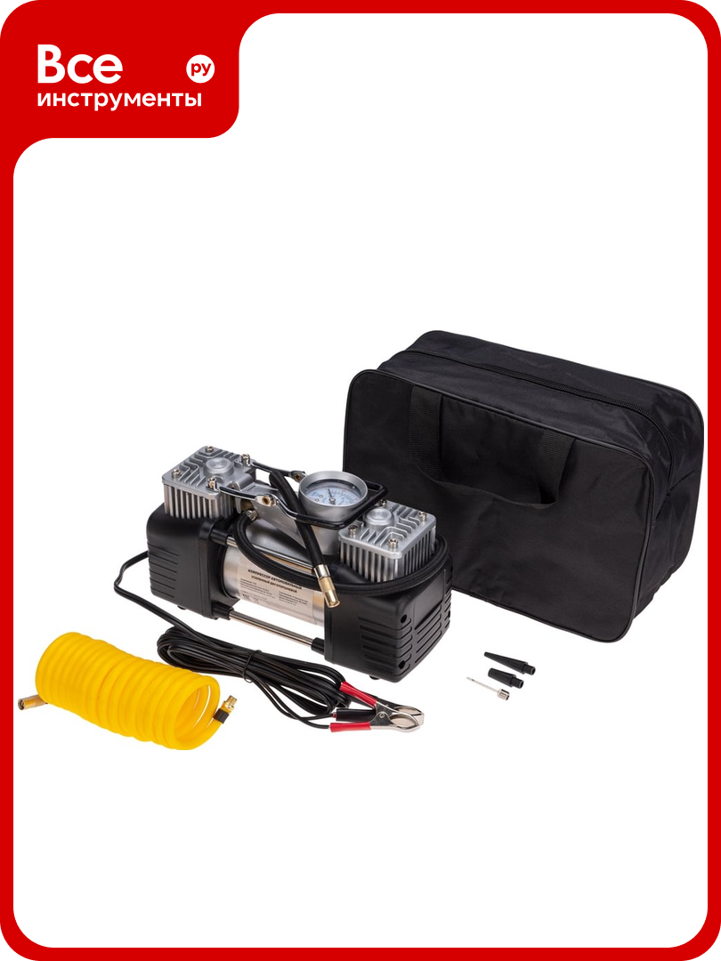 Автомобильный усиленный двухпоршневой компрессор REXANT 60 л/мин, 10 атм 80-0521