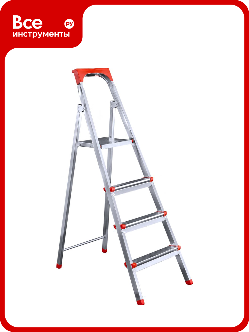 Стальная оцинкованная стремянка Perilla Ufuk 4 ступени 122104, высококачественной оцинкованной стали, красный
