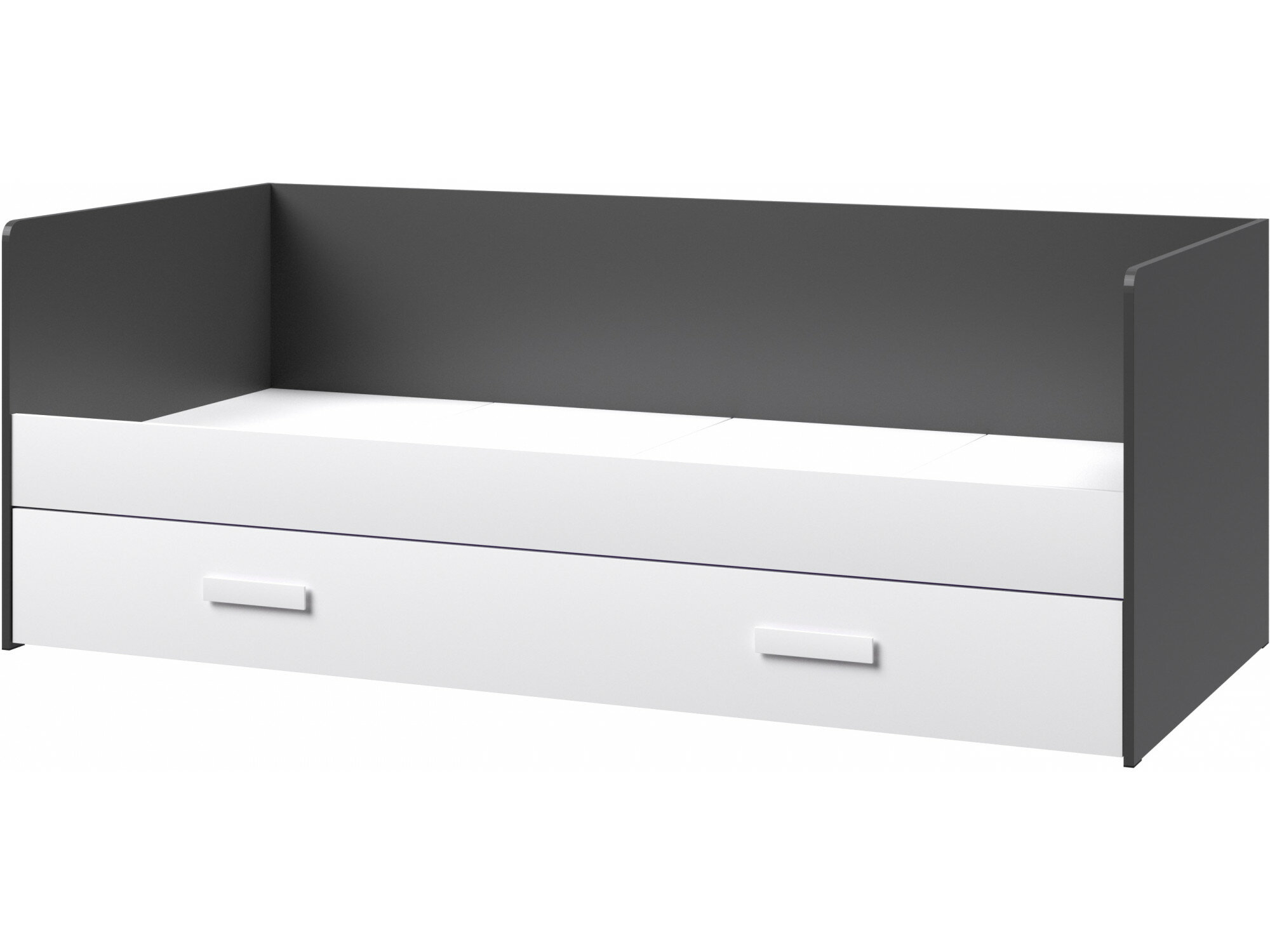 Кровать с дополнительным выкатным местом 80х190, Графит/Белый