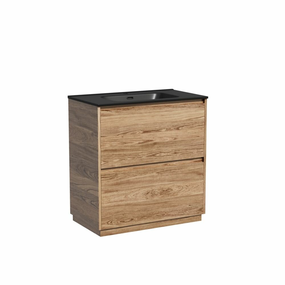 Тумба с раковиной Sancos Либра напольная (Libra Floor) LB80FECH, 79 см, дуб чарльстон/чёрный матовый, CN7005MB