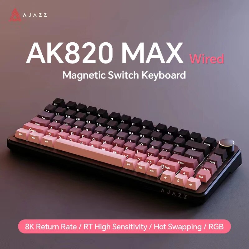 Ajazz AK820 MAX 75% механическая RGB клавиатура， Русская раскладка