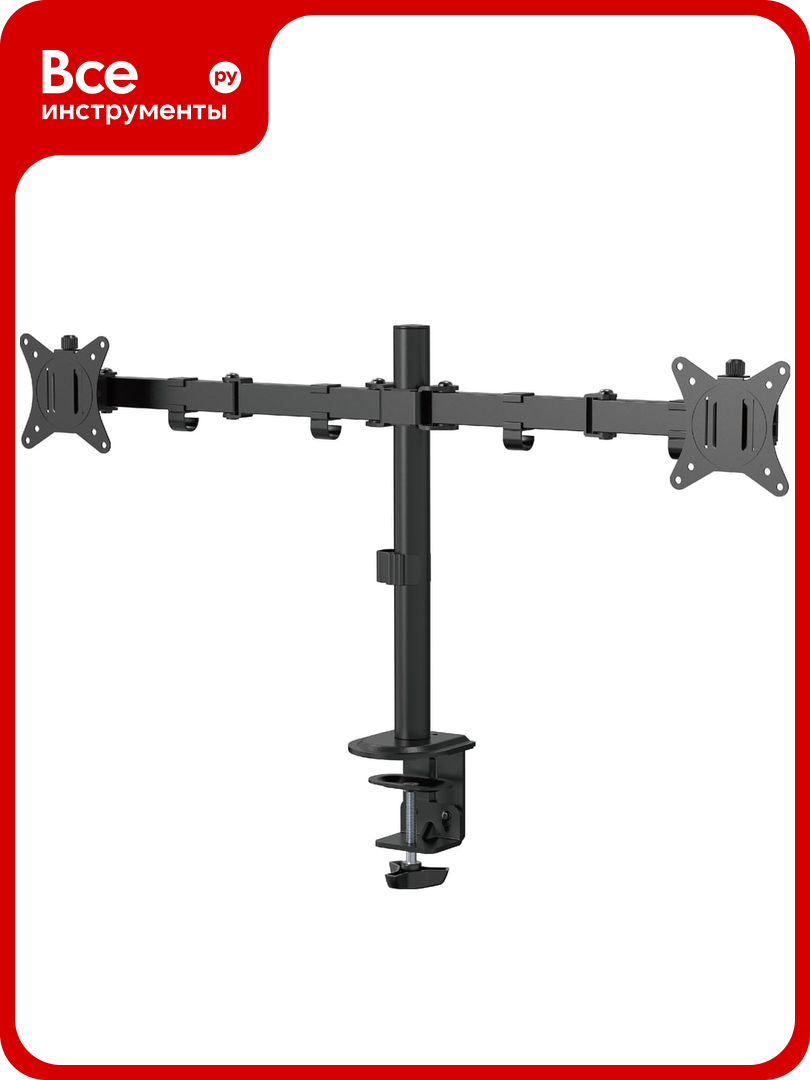 Кронштейн UniTeki FMT72 black для двух мониторов, для всех мониторов, стальная конструкция, поворотный механизм