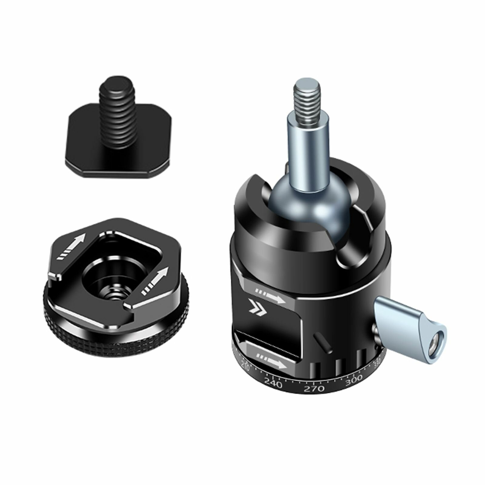 Головка штатива с поворотом на 360 градусов и адаптером 1/4 дюйма для видеокамер