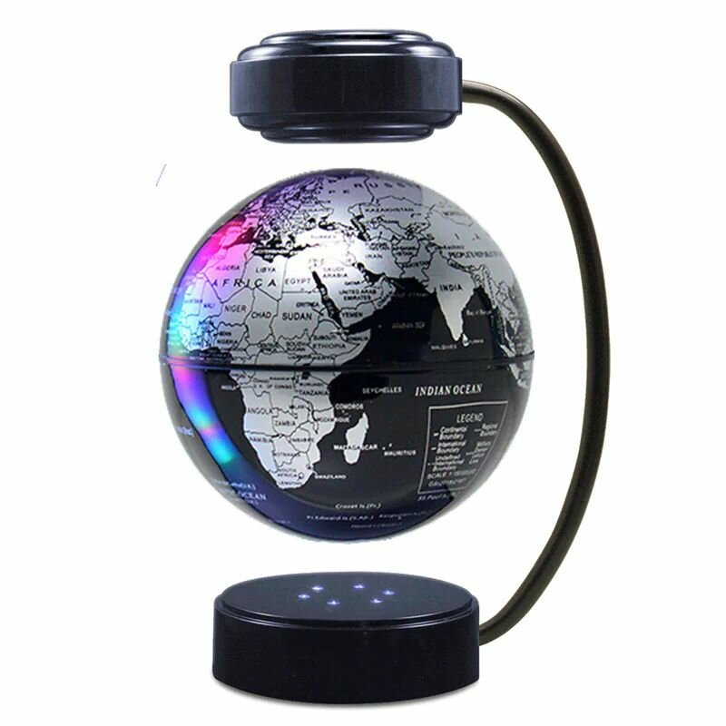 Левитирующий светящийся глобус черный (D-14 см) политический