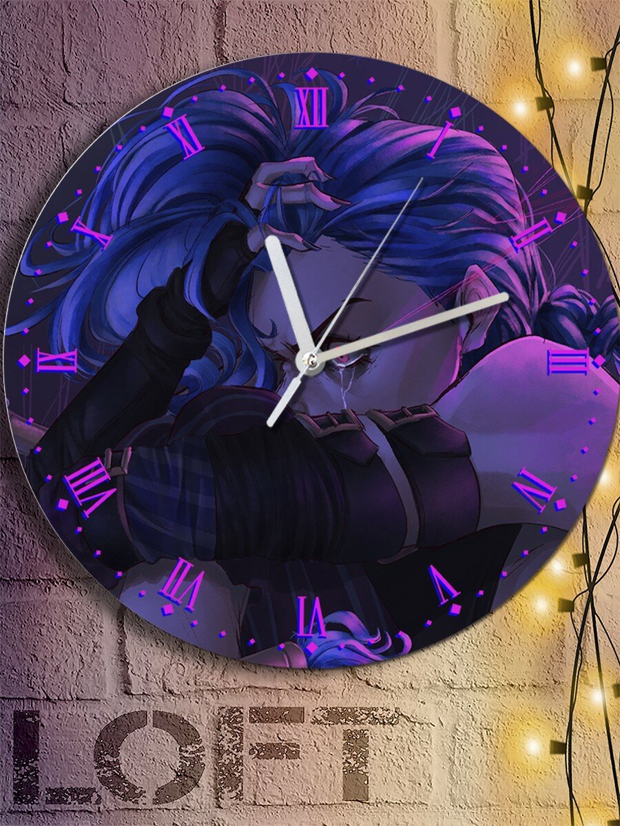 Настенные часы УФ с принтом сериалы аркейн (лига легенд, джинкс, кейтлин, вай, league of legends) - 7390