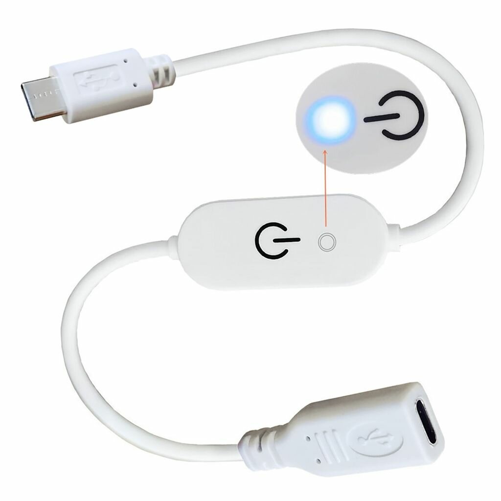 Тип C -мужского и женского контроллера диммера без мерцания и синего индикаторного кабеля для удобного освещения, Белый