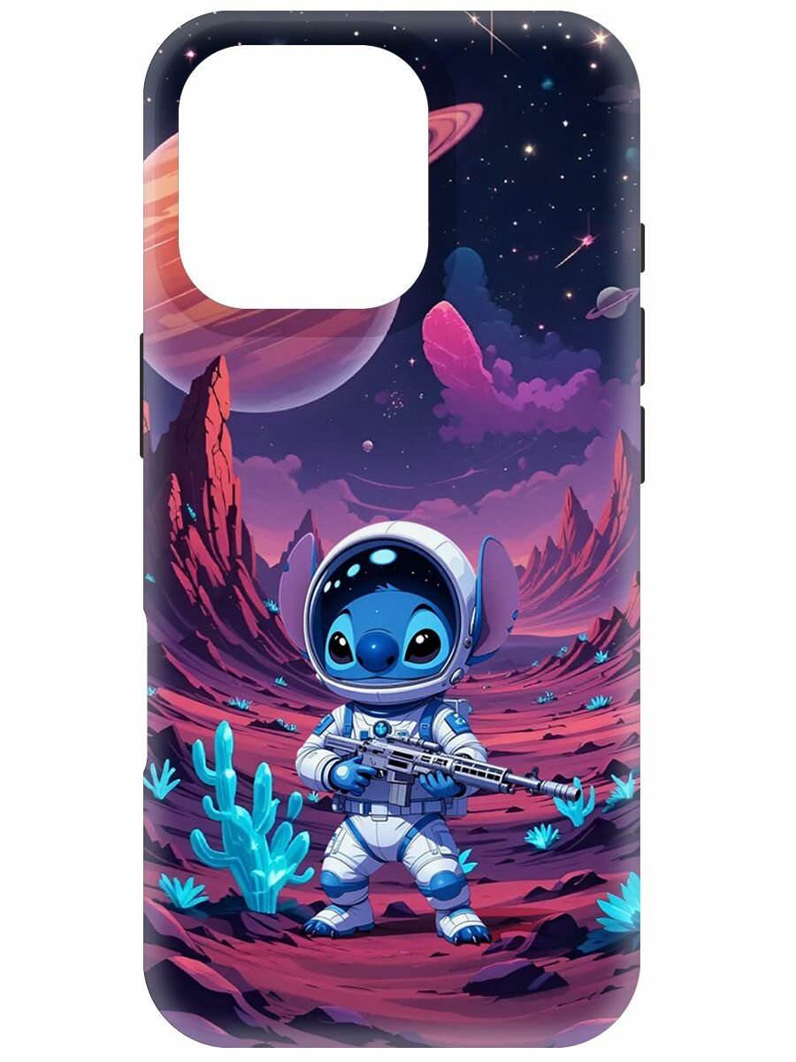 Чехол-накладка Krutoff Soft Case Стич косморейнджер для iPhone 16 Pro черный