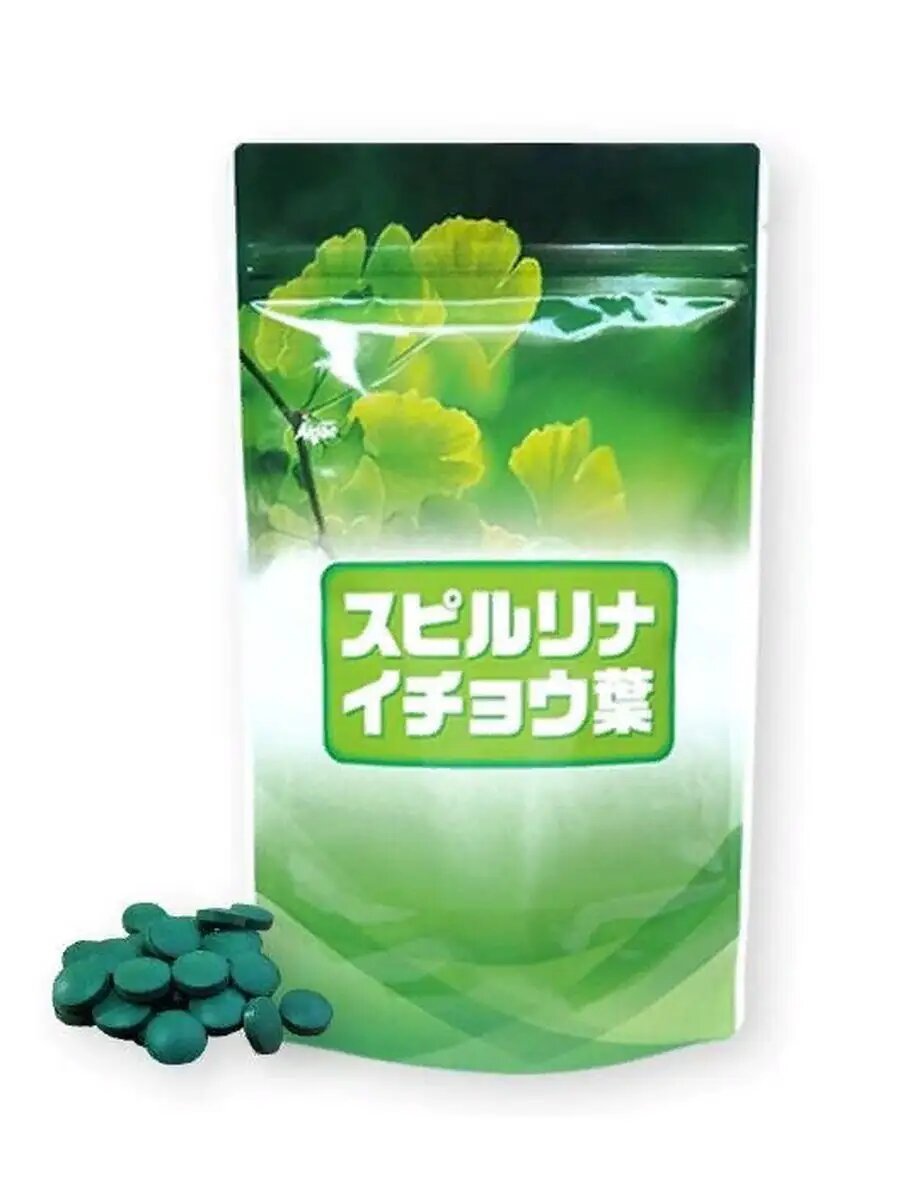 Спирулина Algae, японская, с экстрактом гинкго билобы, 1200 табл.